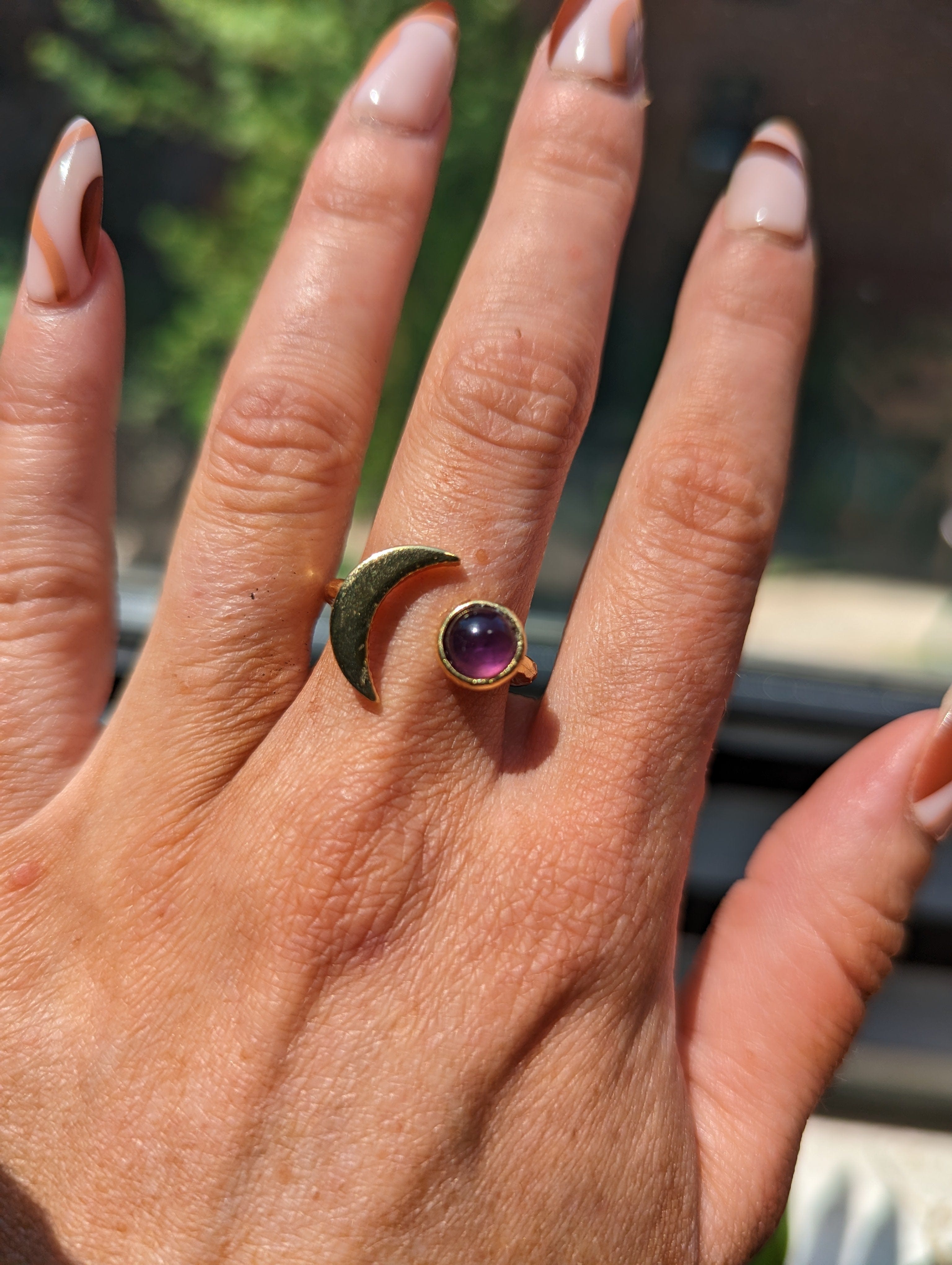 Sun Amethyst Moon Ring