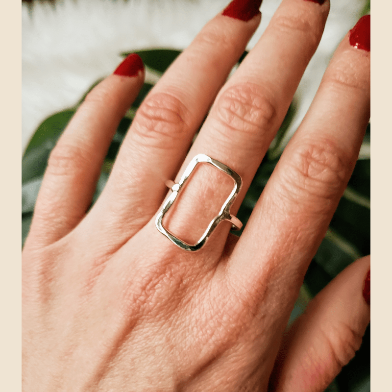 Silver Rectangle Ring – Blue Urbane